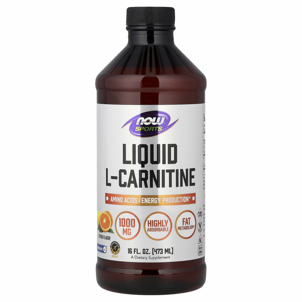 NOW Foods, Sports, L-карнитин в жидкой форме, с цитрусовым вкусом, 473 мл (16 жидк. унций)