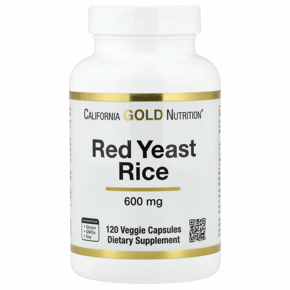 California Gold Nutrition, красный ферментированный рис, 600 мг, 120 растительных капсул