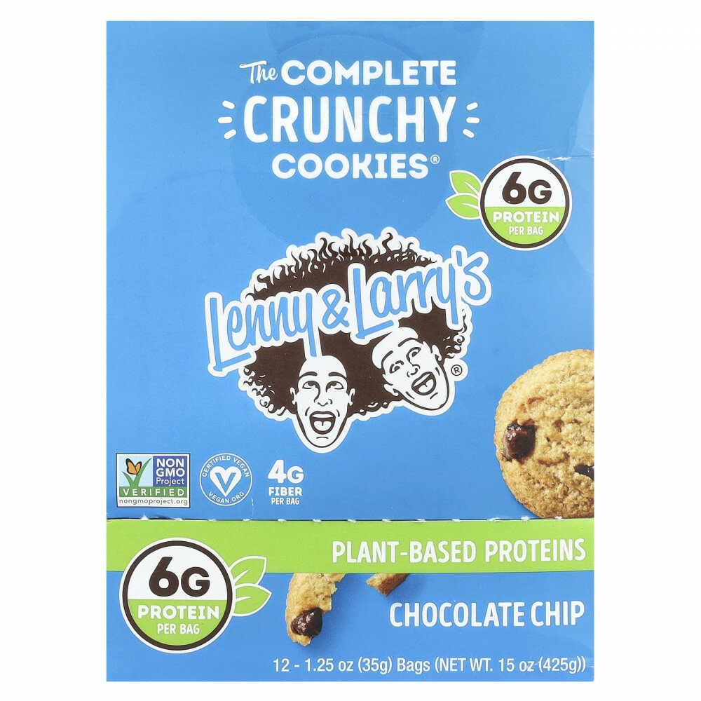 Lenny & Larry's, The Complete Crunchy Cookies®, шоколадная крошка, 12 пакетиков по 35 г (1,25 унции)