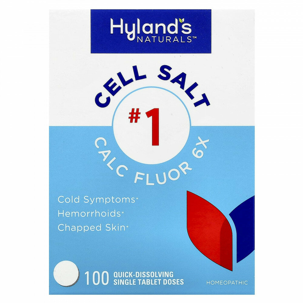 Hyland's Naturals, клеточная соль № 1, Calc Fluor 6X, 100 быстрорастворимых отдельных таблеток