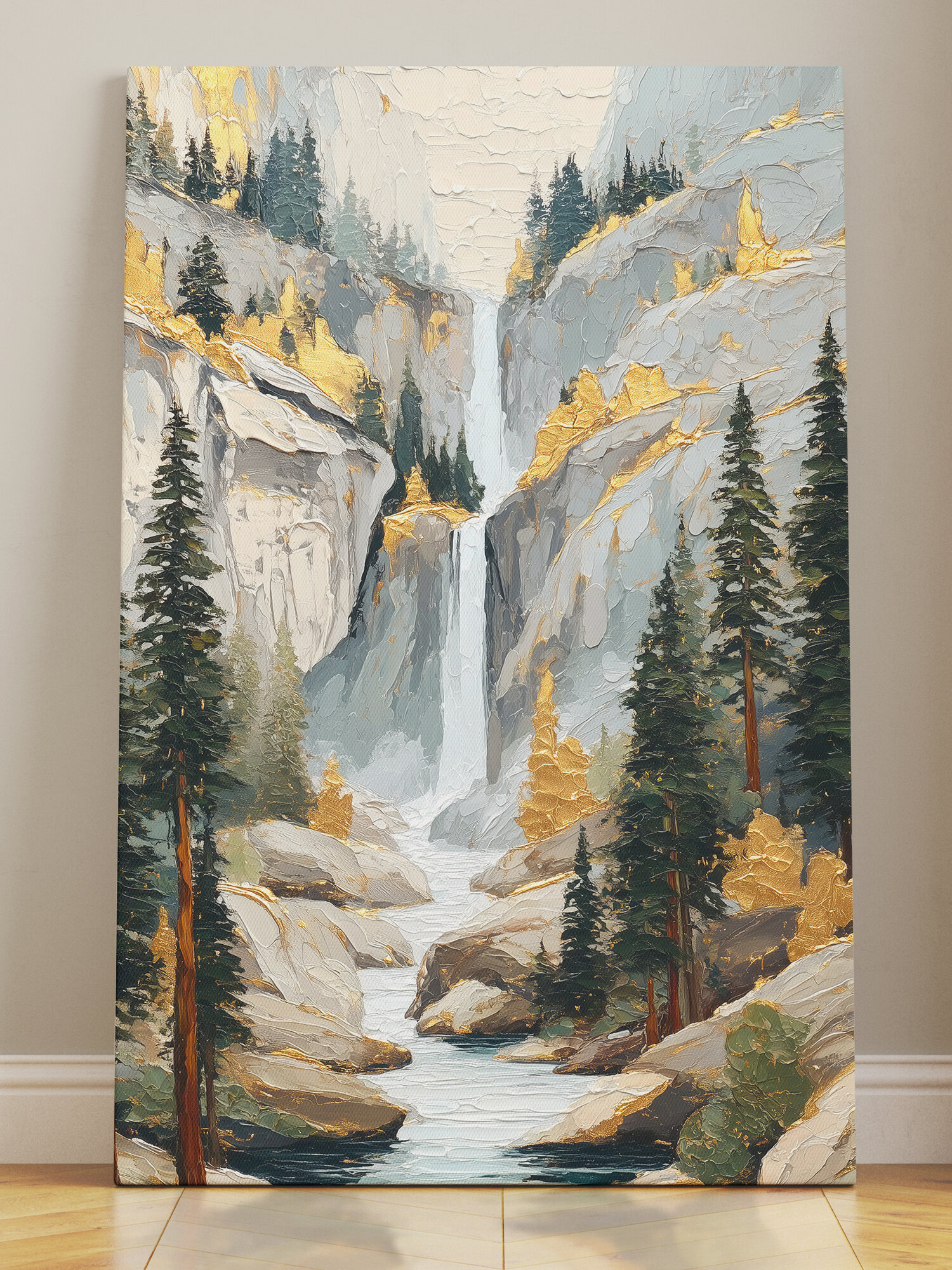 Картина интерьерная Postermarket "Водопад в горах" на холсте, 70x110 см