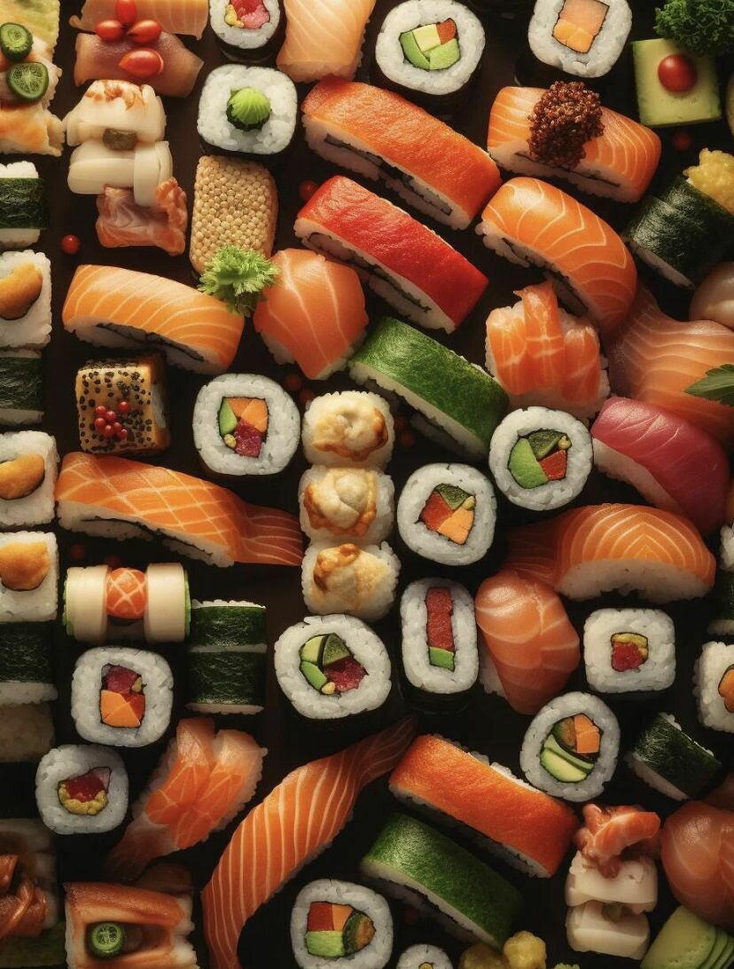 Постер на кухню (50х70 см). Фото суши и роллы