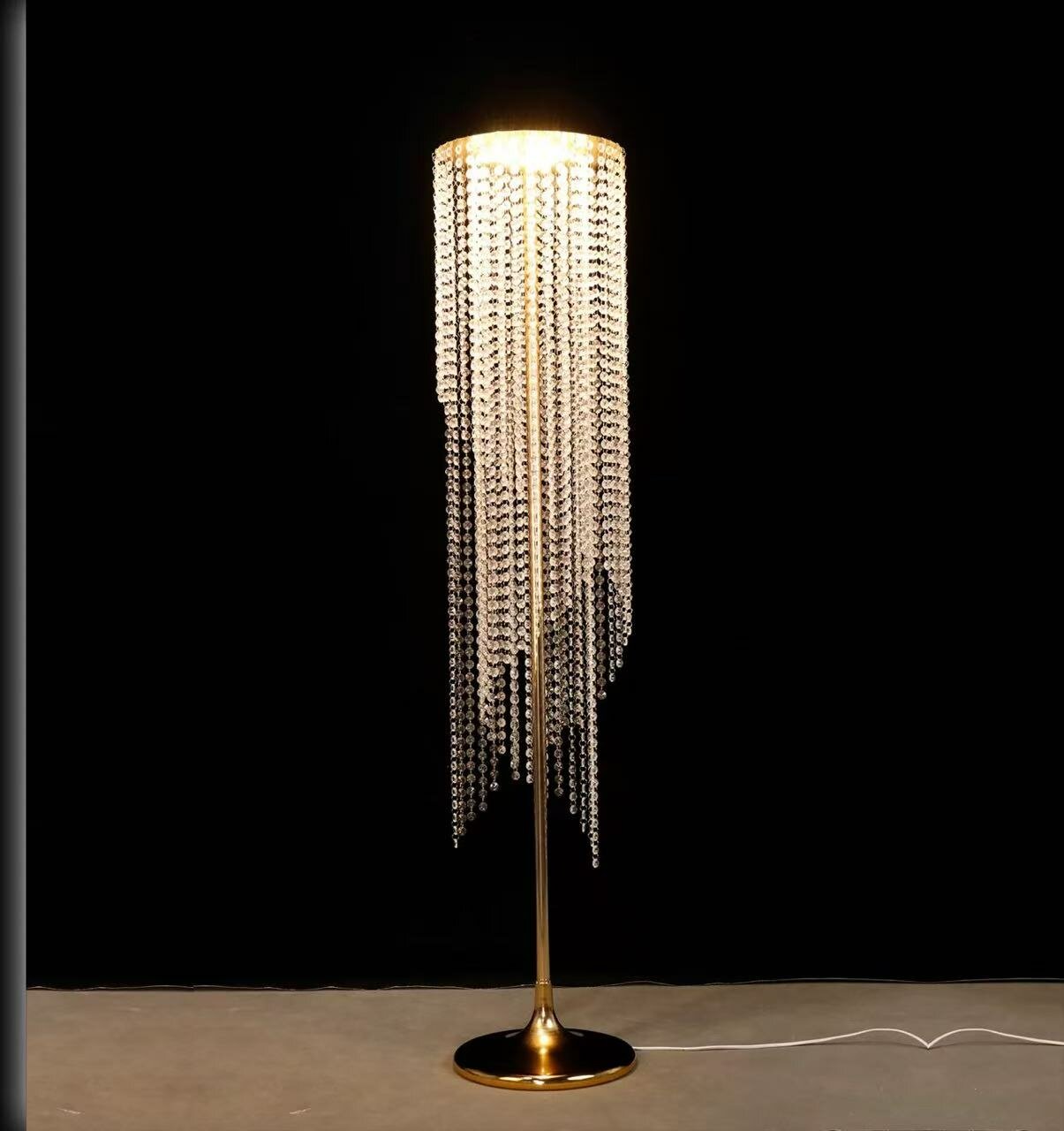 Торшер «Хрустальная люстра», хрустальное стекло, LED, тёплый свет, Золотой