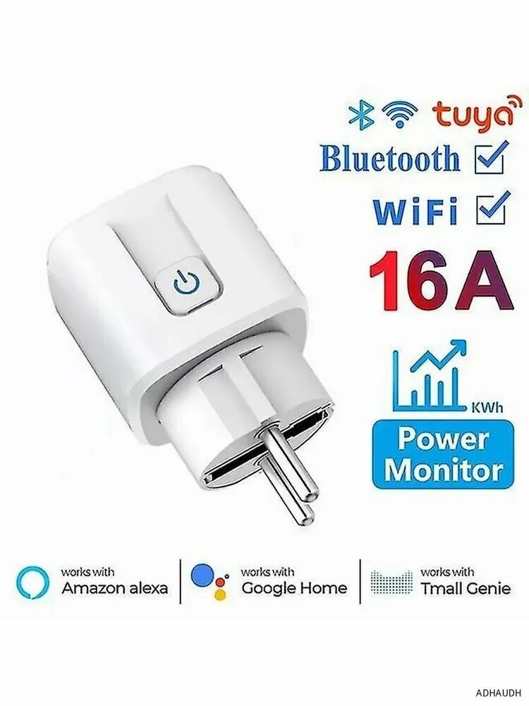 Розетка умная Tuya 16A, премиум мониторинг энергии