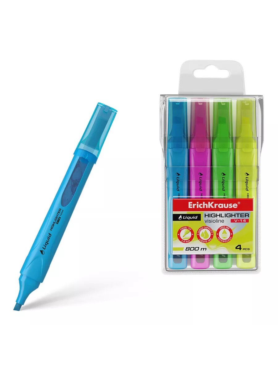 Набор из 4 текстмаркеров Visioline V-14 Neon