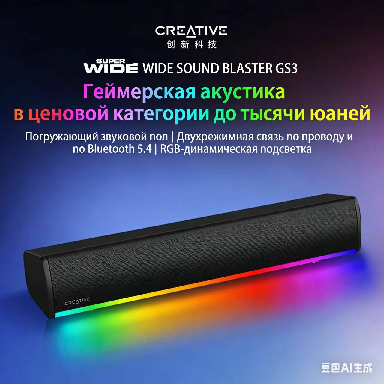 Creative Sound Blaster GS3 компактная звуковая панель с RGB и SuperWide-