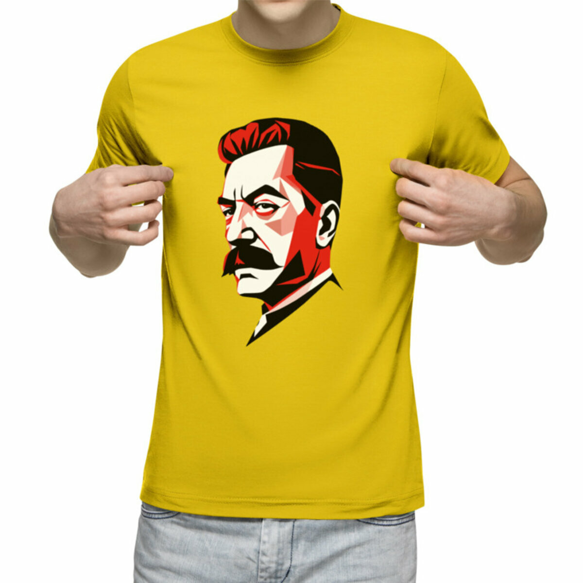 Мужская футболка «Сталин» (желтый, S)