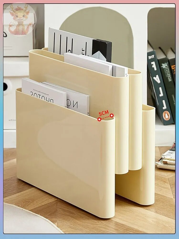 Газетница beige пластиковая настольная полка для журналов и газет — фото 1