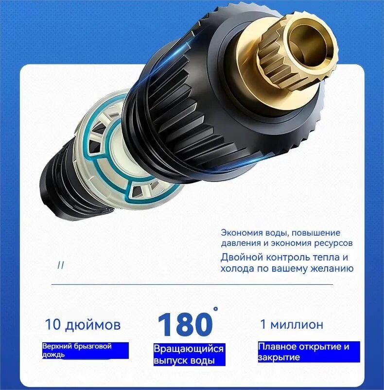 GROHE Душевой комплект хром с термостатом, ручным и верхним душем, для ванной комнаты — фото 1