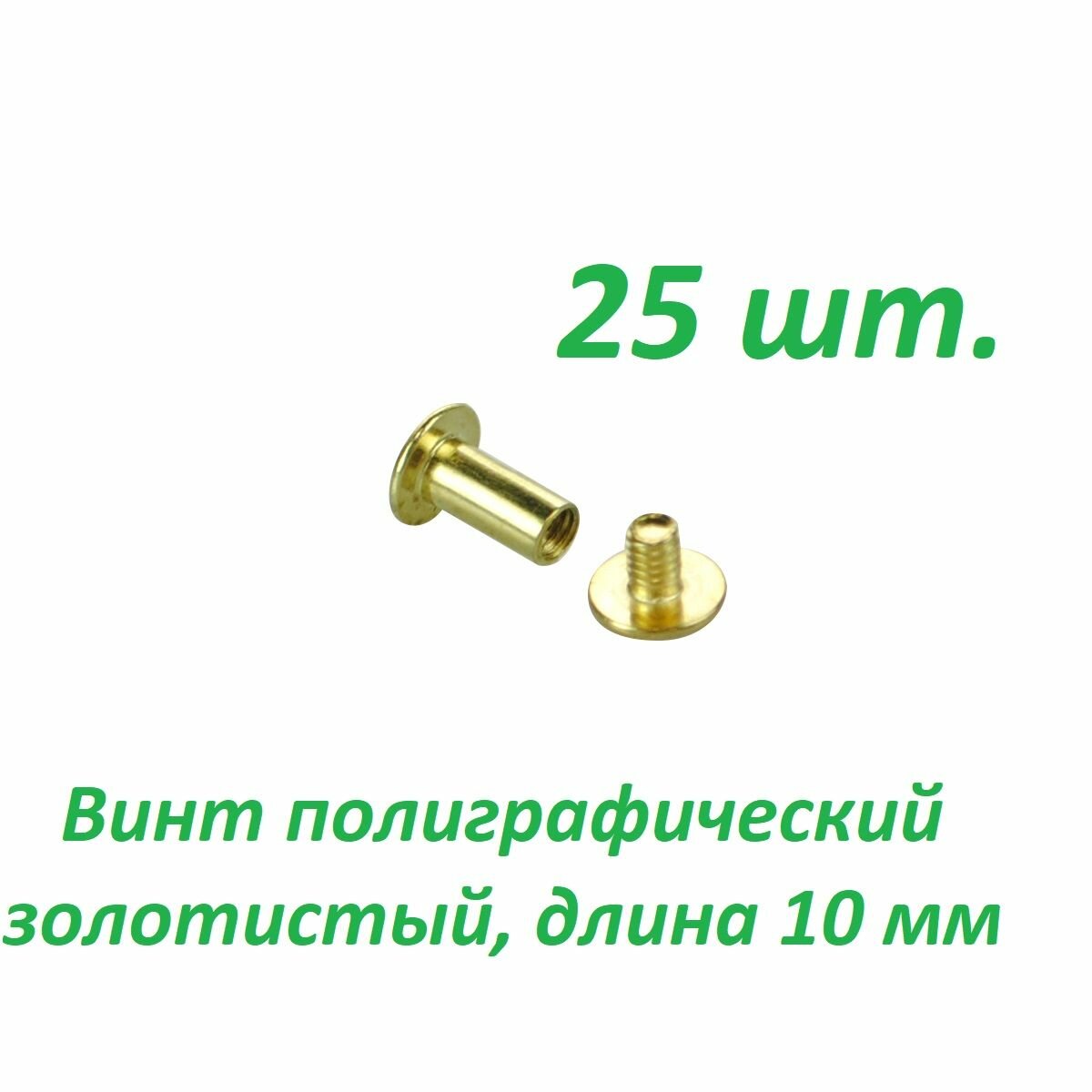 Болты/Винты 10мм полиграфические металл золото, 25шт