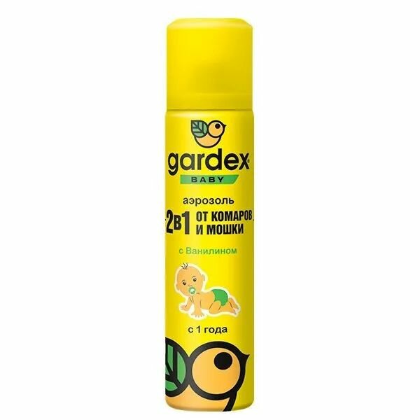 Gardex Baby Аэрозоль от комаров и мошки для детей с 1 года ванилин, 80мл