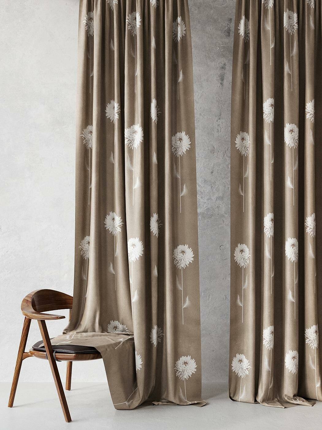 Штора для спальни и гостиной готовая 150x240 см с рисунком (521043-240)