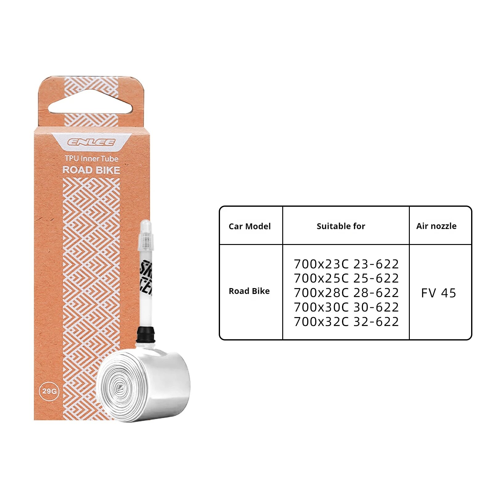 Камера велосипедная ENLEE 700C TPU 32C 45mm FV