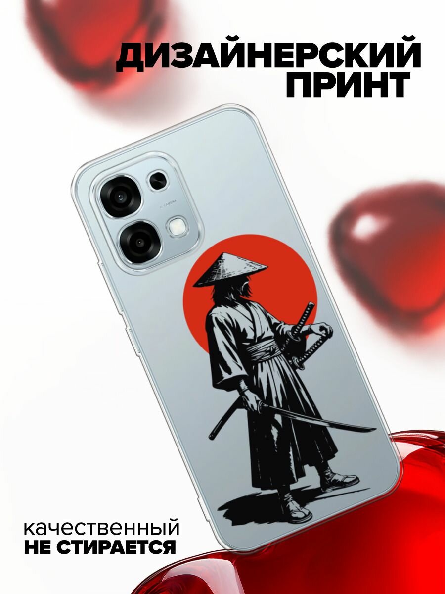 Чехол на Oppo A6 Pro / Оппо A6 Про с принтом Загадочный японский самурай — фото 1