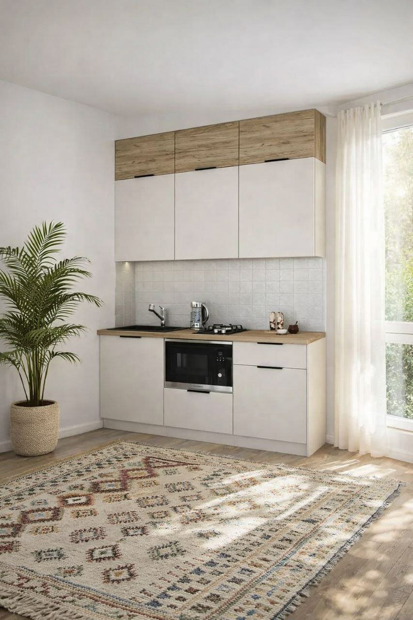 Кухня эталон Бохо 1,8 м - Кашемир / Дуб крафт серый, ЛДСП, шариковые направляющие, столешница 38 мм