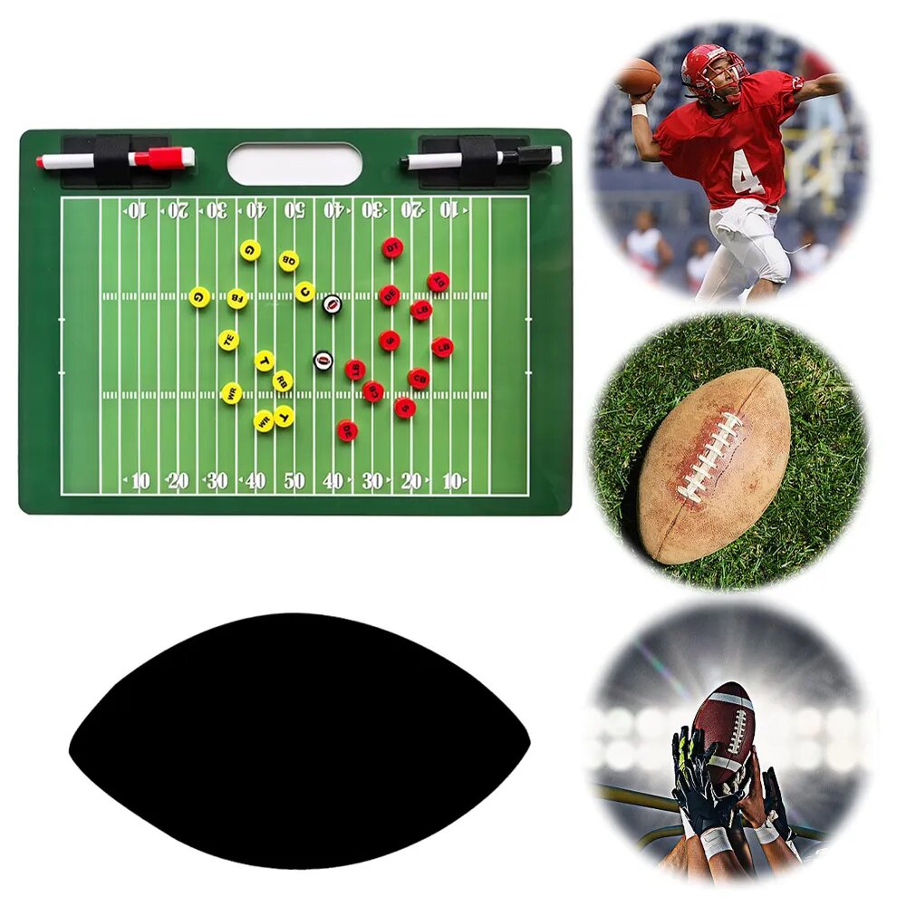 Тактическая доска для регби из ПВХ с магнитными фишками, маркерами и стирателем