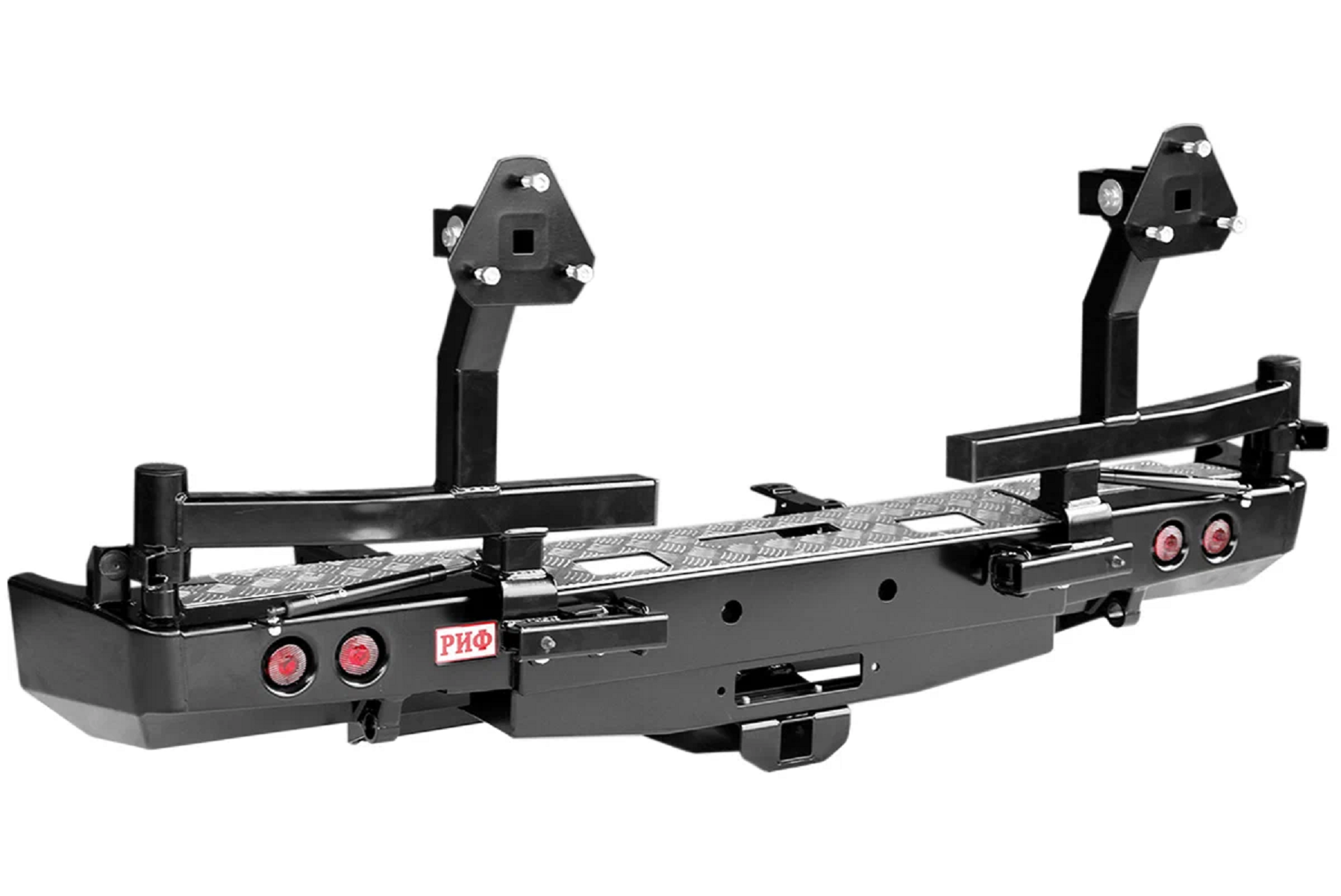 Бампер РИФ силовой задний ГАЗ Соболь с площадкой под лебёдку, квадратом под фаркоп