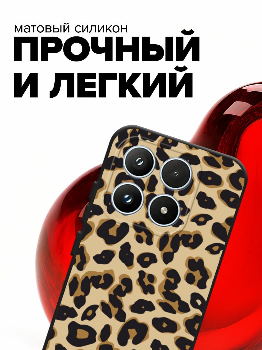 Черный матовый чехол на Xiaomi 17 / Сяоми 17 с принтом Леопардовый узор — фото 1