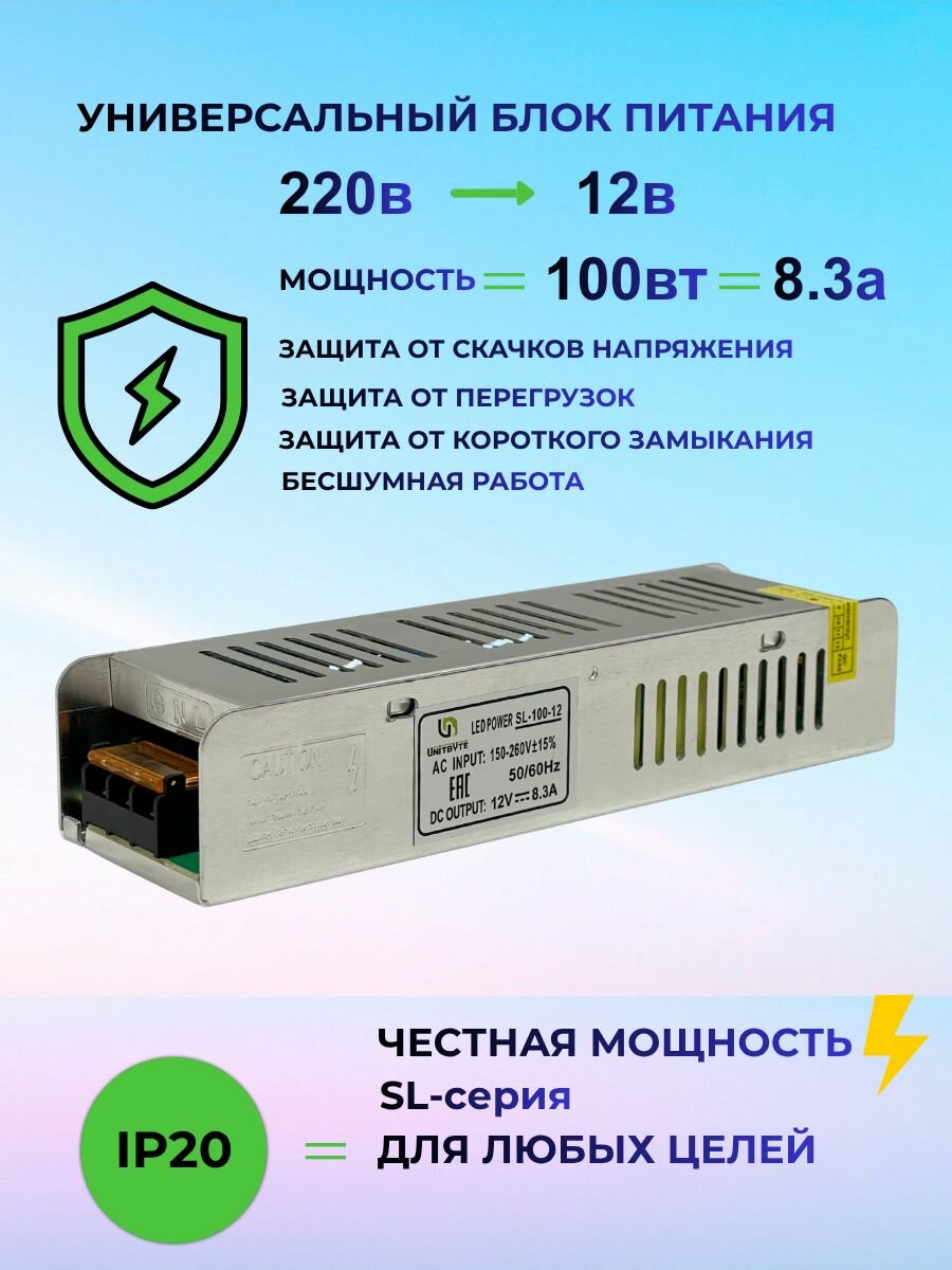 Блок питания SL/12V/100W/8.3A/IP20