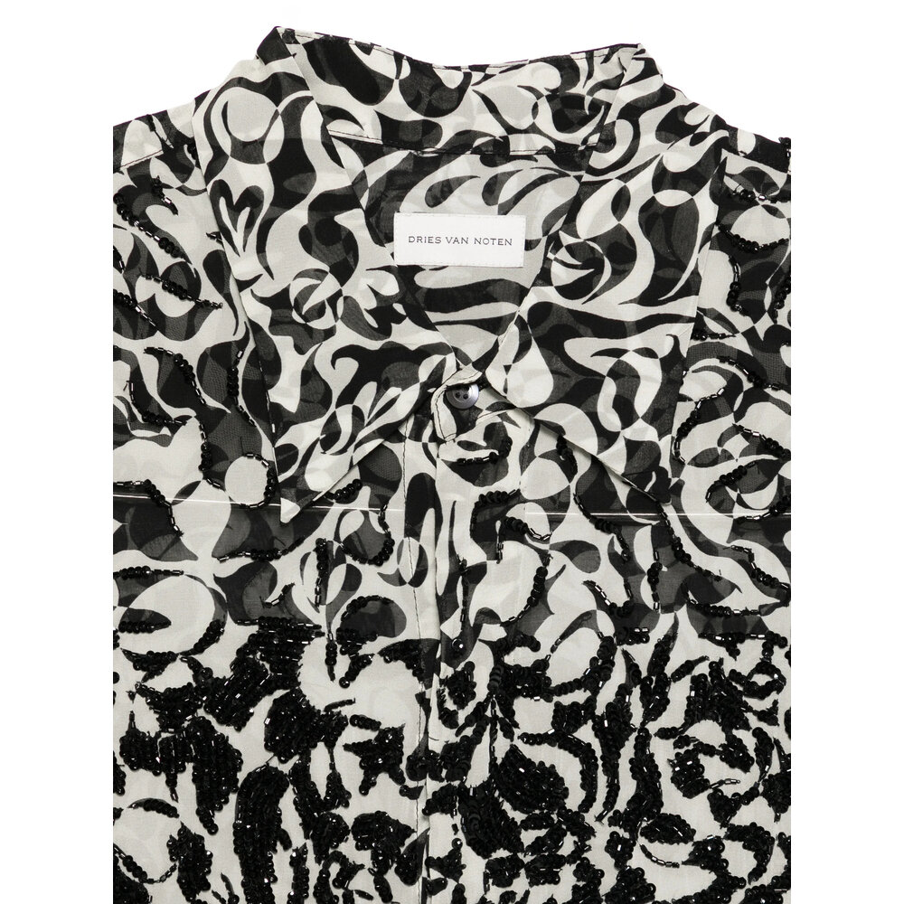 Рубашка Dries Van Noten, размер 52, белый/черный — фото 1
