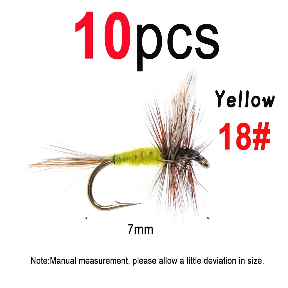 10шт Сухие мухи Adams Yellow 18#