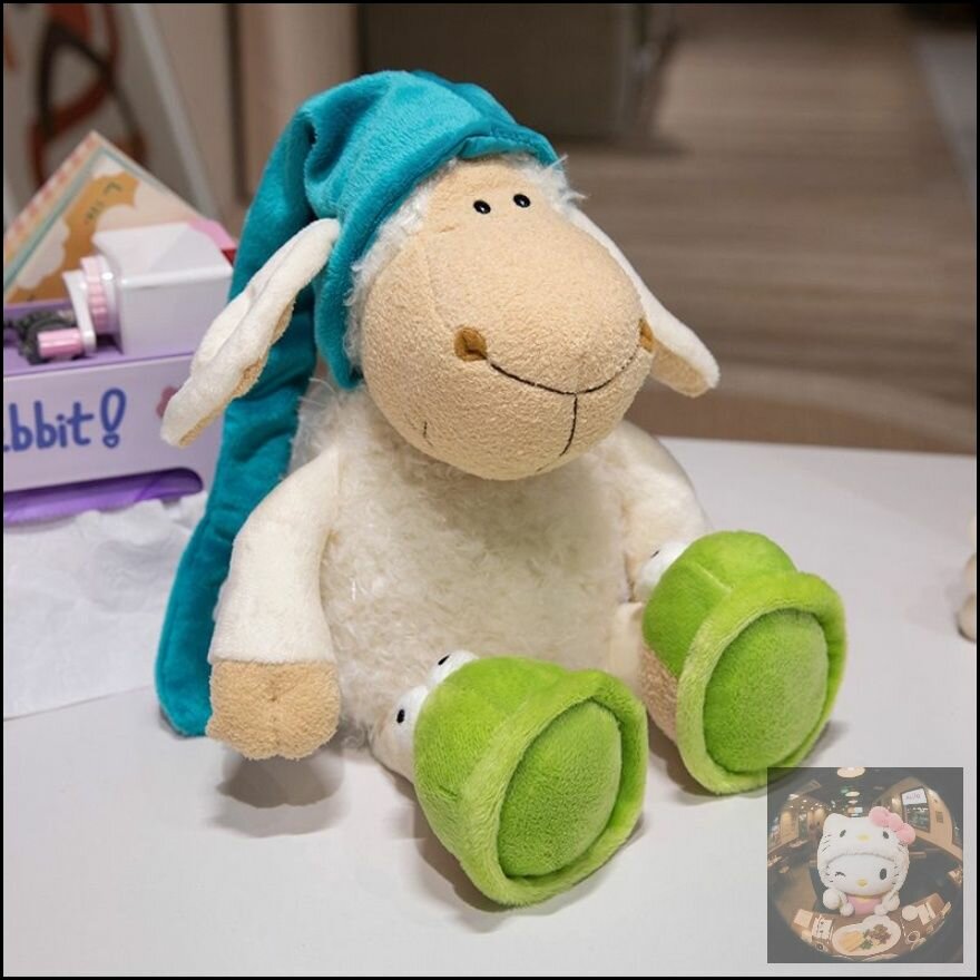 Мягкая игрушка "Сонная овечка" - веселый и комфортный подарок для детей и младенцев, размером 25 см.