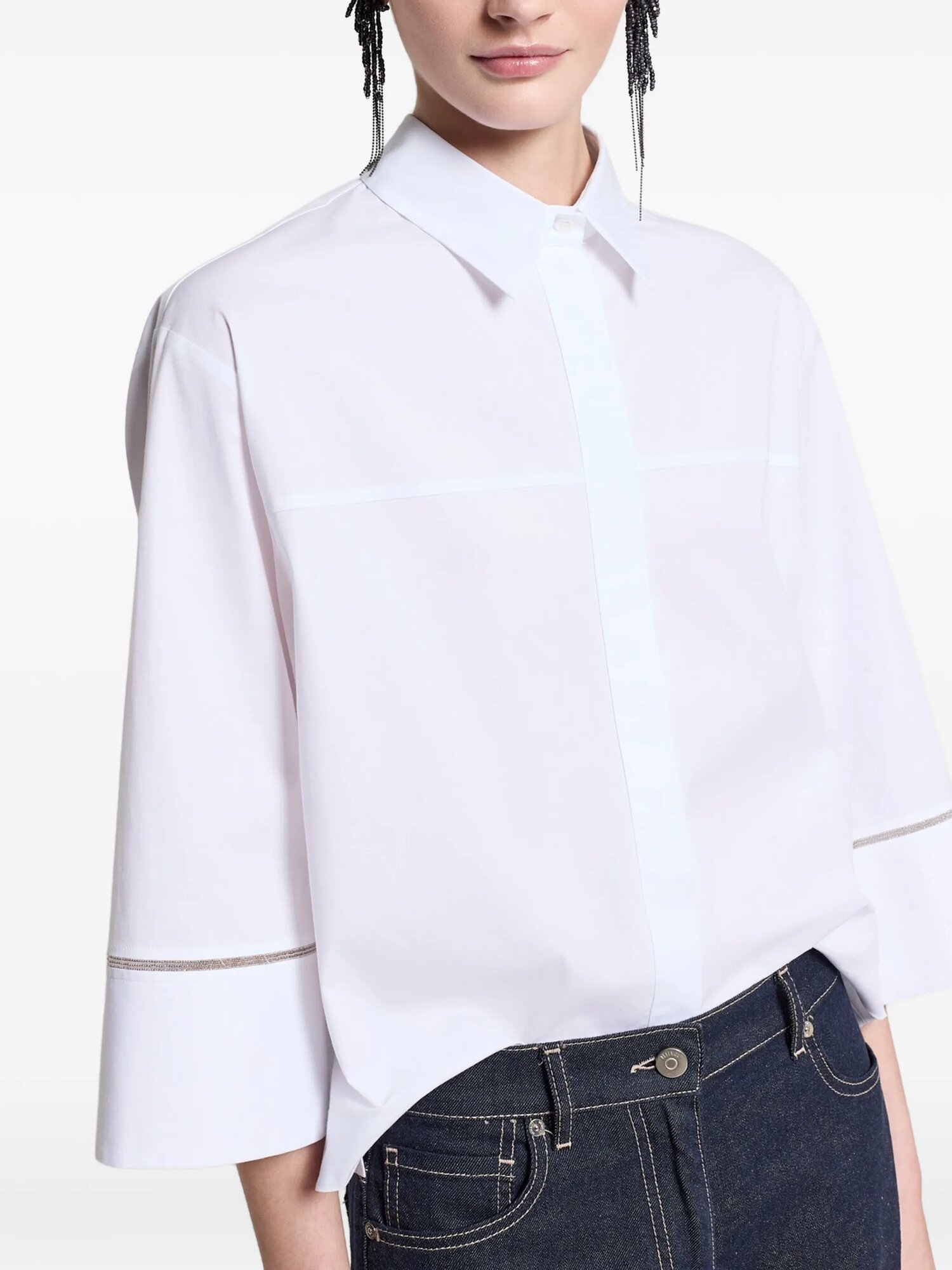 Рубашка PESERICO Embellished shirt, размер 38, white — фото 1