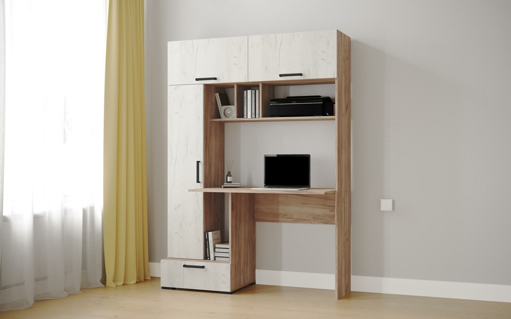 Компьютерный стол Квартет-11, Дуб крафт табачный, дуб крафт белый