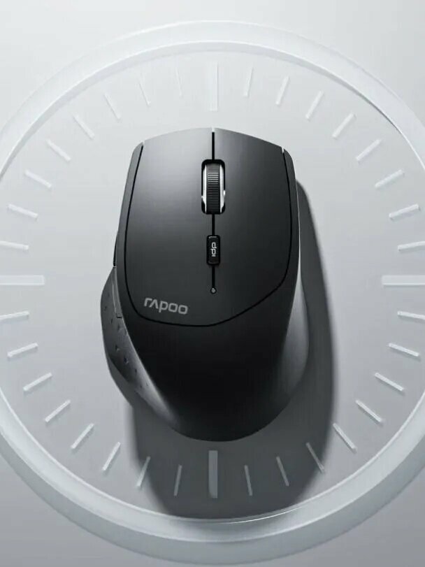 RAPOO Мышь беспроводная Rapoo MT550 Беспроводная Мышь [M+ Технология Межэкранной Передачи] Мультиустройство/5 Подключений/7 DPI/Эргономичный Дизайн/100 Часов Работы, черно-серый