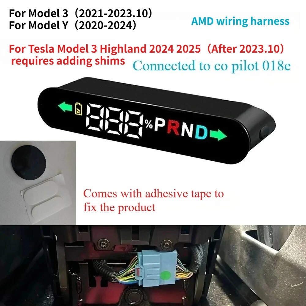 Автомобильный проекционный дисплей HUD для Tesla Model 3 Y (2021-2024)