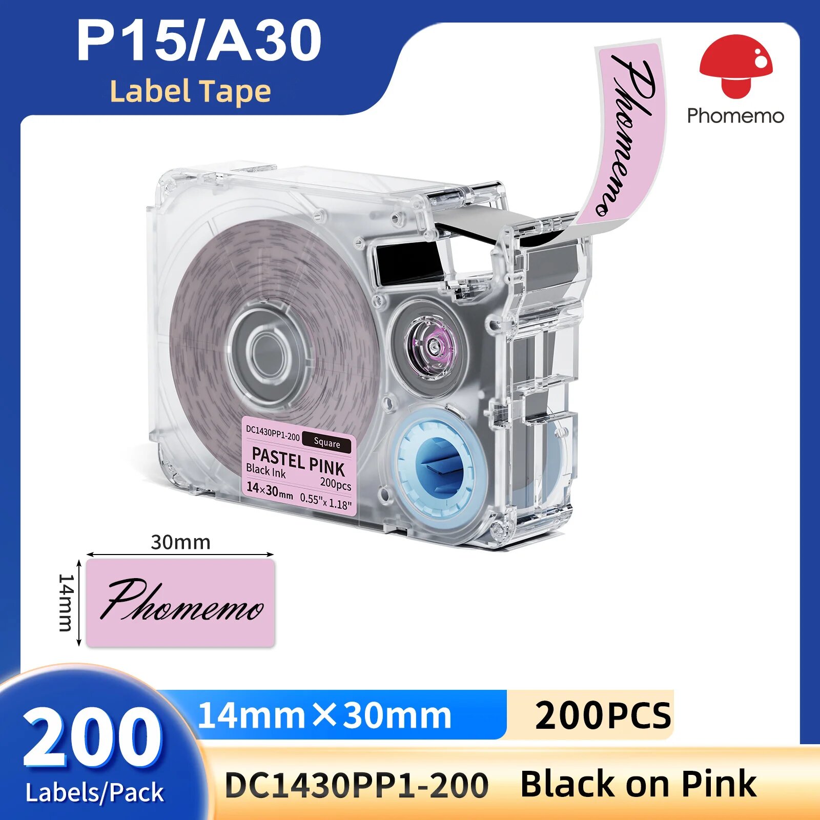 Phomemo P15/A30 Лента для принтера, 14x30 мм, розовый
