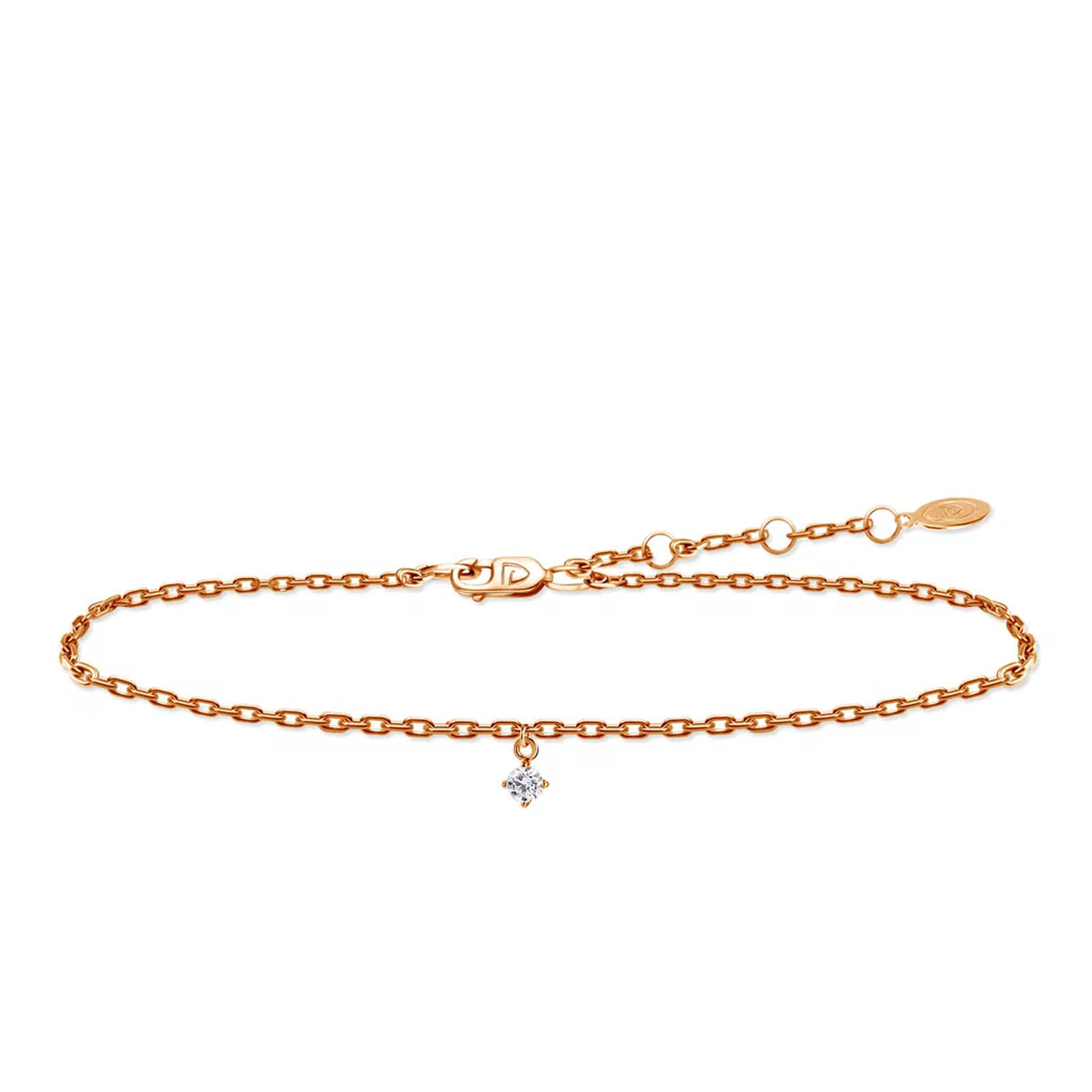 Браслет-цепочка, красное золото, 585 проба, бриллиант