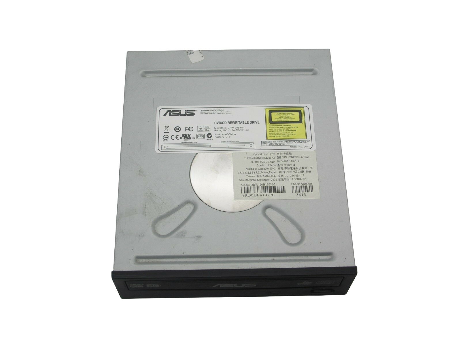 Оптический привод DVD ±R/RW CD-R/RW Asus DRW-20B1ST, SATA, черный