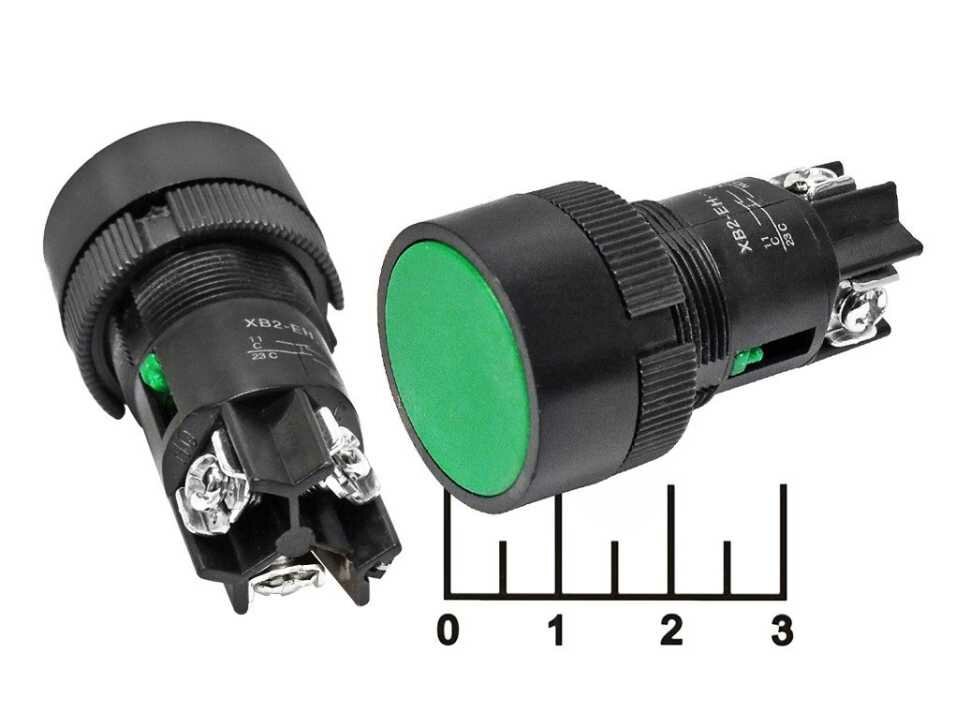 Кнопка LXA2(3SA5)-EH135 c фиксацией зеленая 3 контакта (XB2-EH)