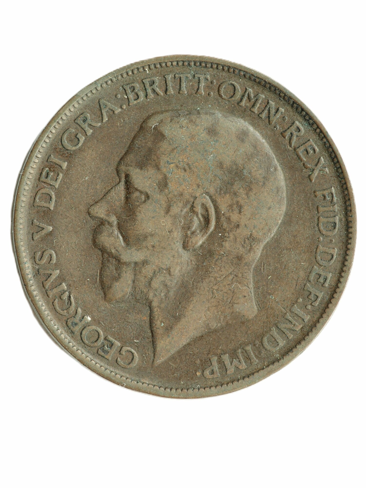 Подлинная монета Великобритании 1 пенни 1912 год (H) Георг V