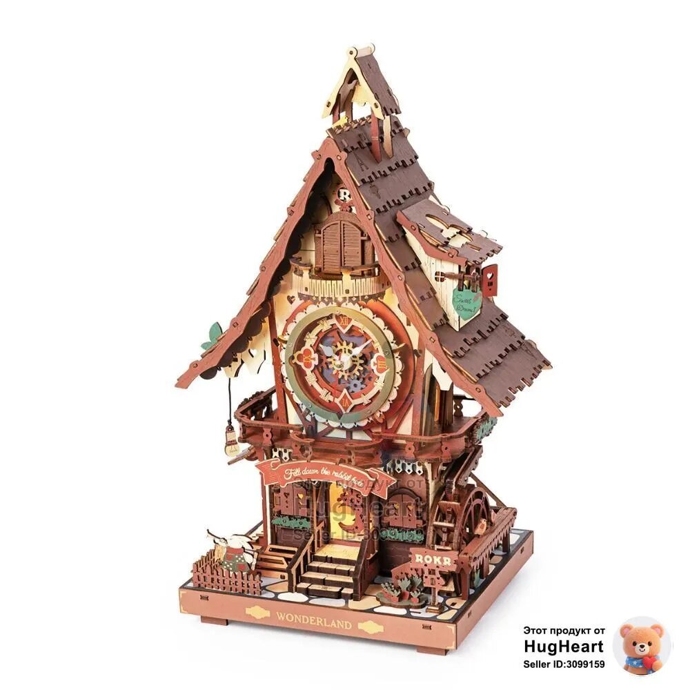 3D-пазл Robotime LC901 Wonderland Кукушка Часы Деревянный пазл для взрослых и детей 14+