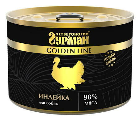 Четвероногий гурман Golden line 525 г влажный корм для собак с индейкой в желе