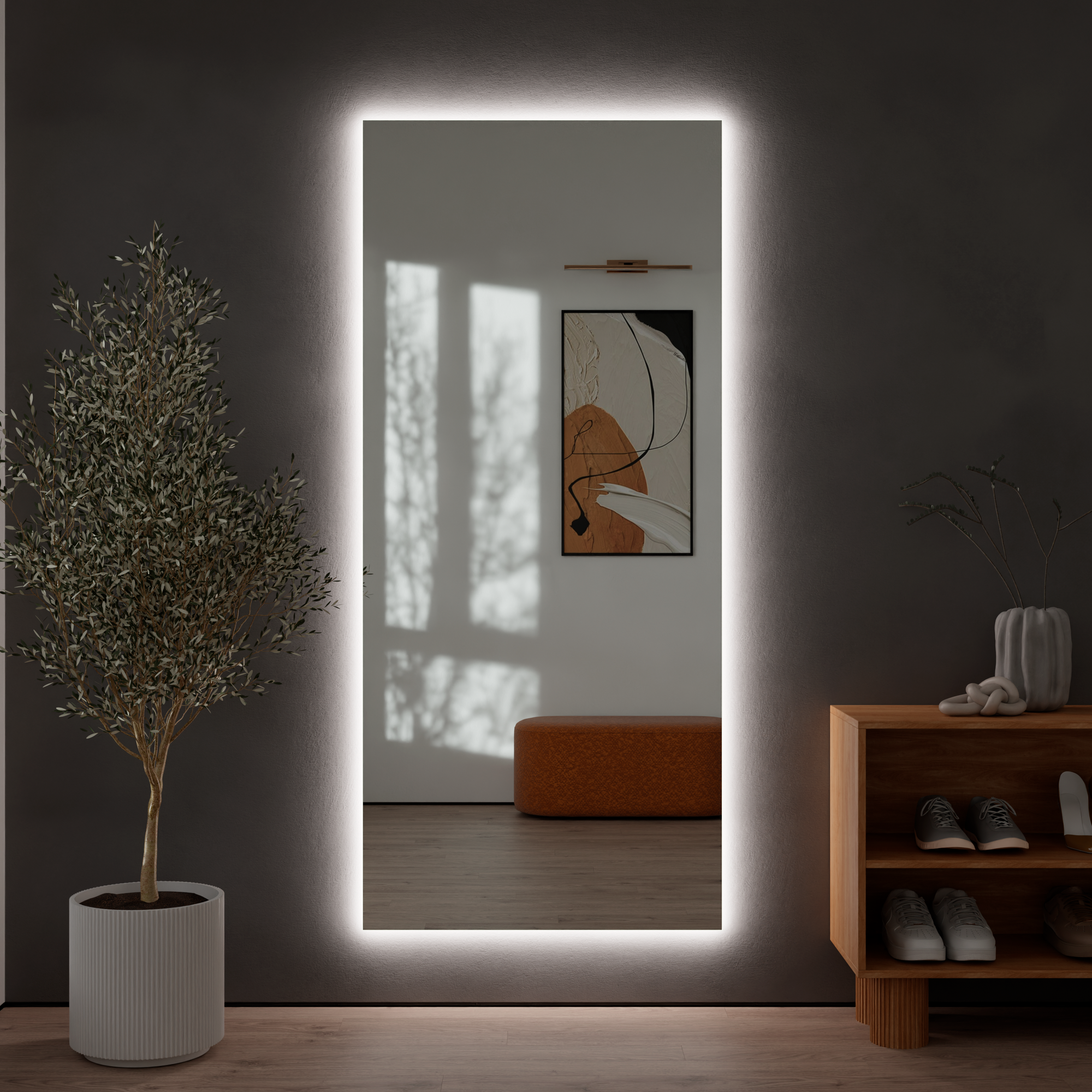 Зеркало ростовое в прихожую с интерьерной подсветкой 50х100 см