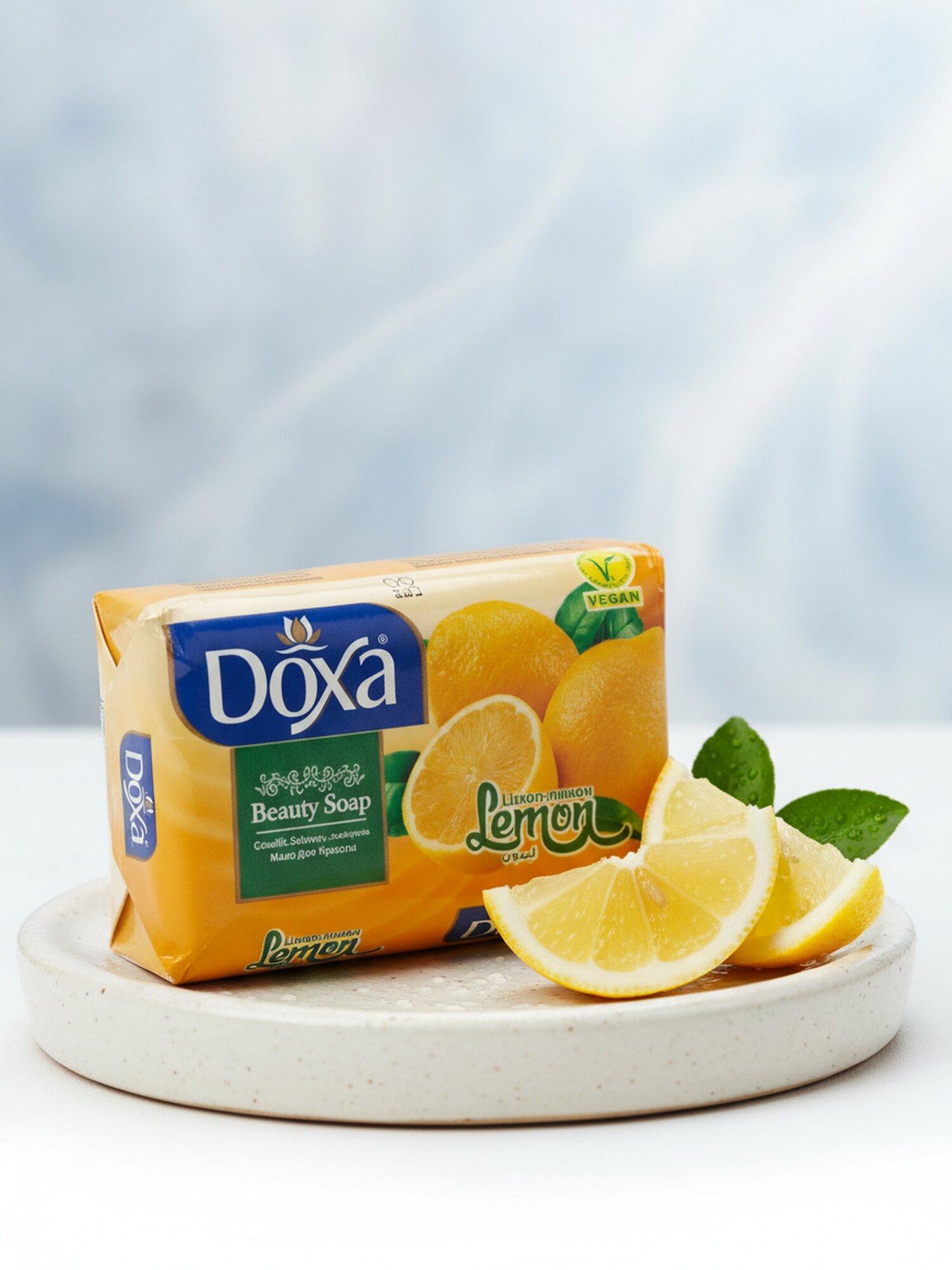 Туалетное мыло Doxa Fruit Лимон 125 г, твердое кусковое средство для рук и тела, турецкая косметика с ароматом цитруса