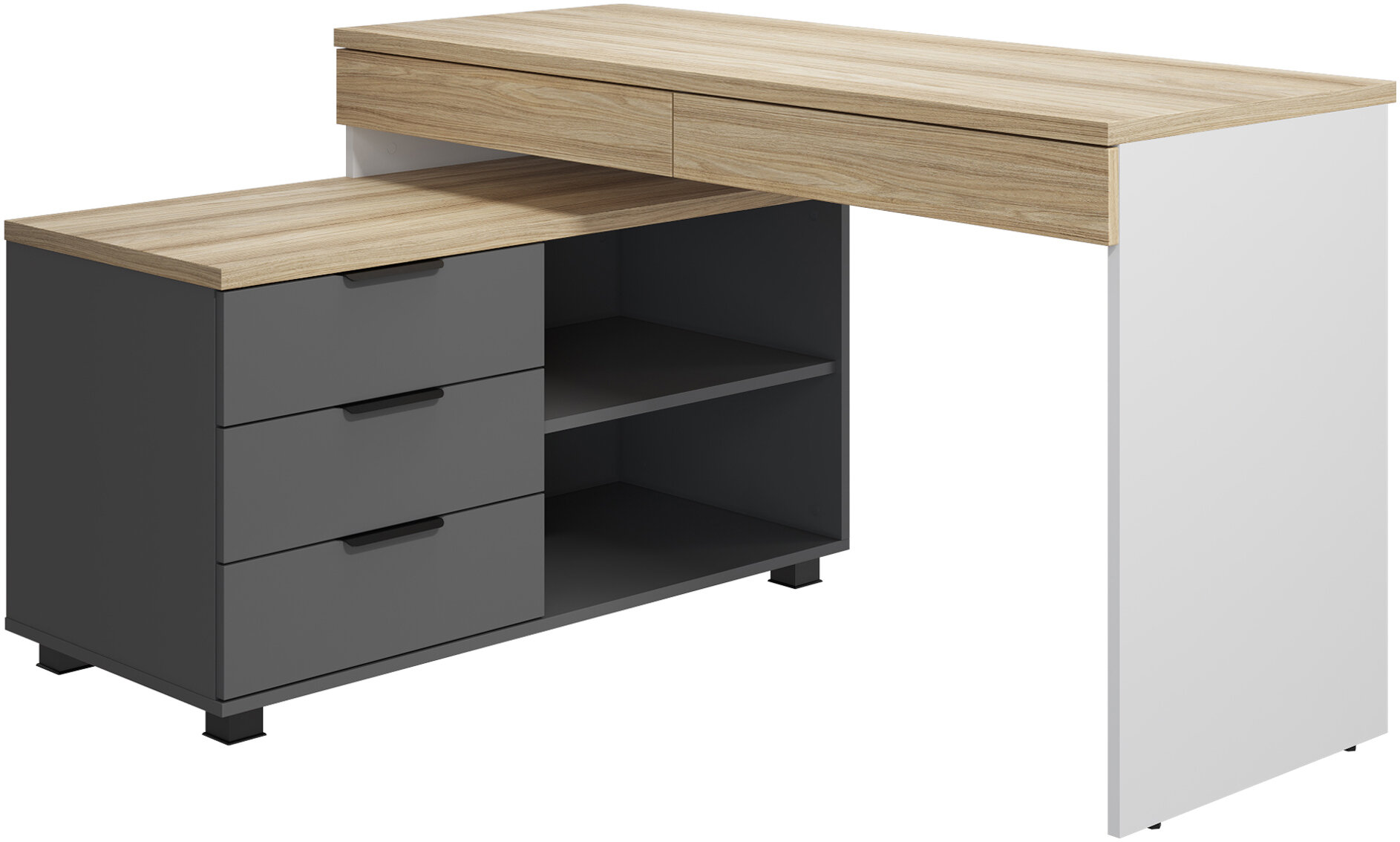 Стол угловой тумба слева Compass Скайлайт СЛ-21 Compass, 135х75.5х107, блэквуд ячменный/графит