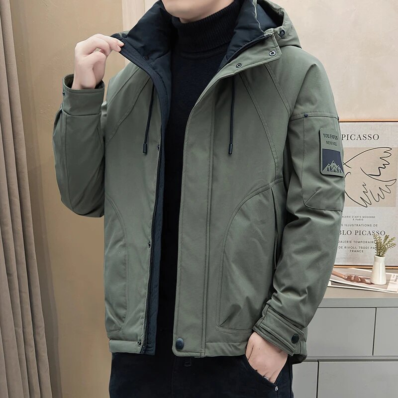 Повседневная мужская куртка на хлопковой подкладке, уличная утепленная короткая куртка-пуховик, осенне-зимняя рабочая куртка .