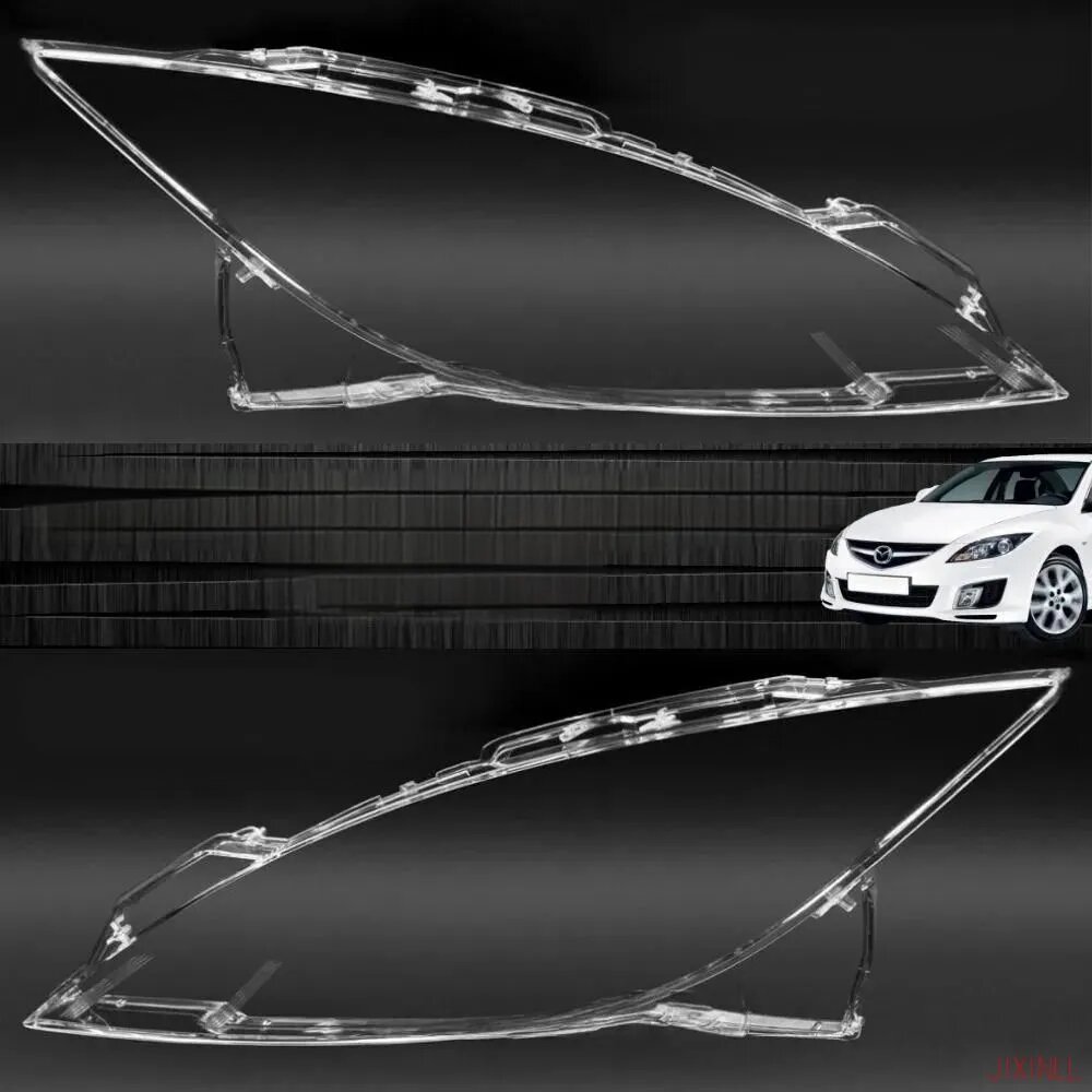 Стекло фары для Mazda 6 GH (2008-2012 гг.) из поликарбоната, арт. 115975, 2 шт.