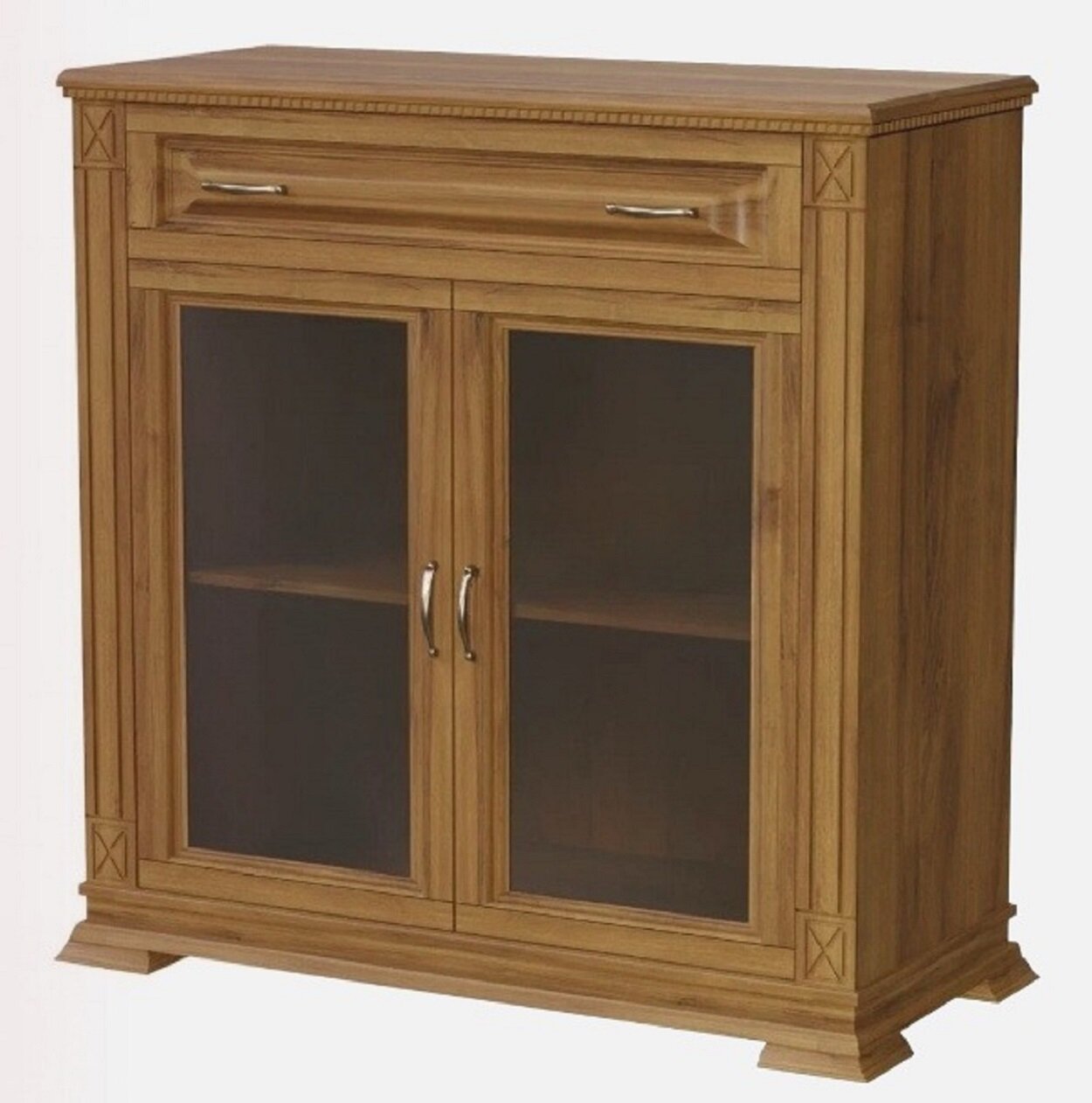 Комод-витрина из массива сосны ммк-древ Верди 209, 100x45x100 клас. орех 2