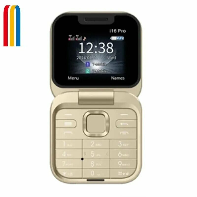 C5(N W O M) Мини-раскладной мобильный телефон, 2 SIM-карты, складной телефон с маленьким дисплеем (золотой)