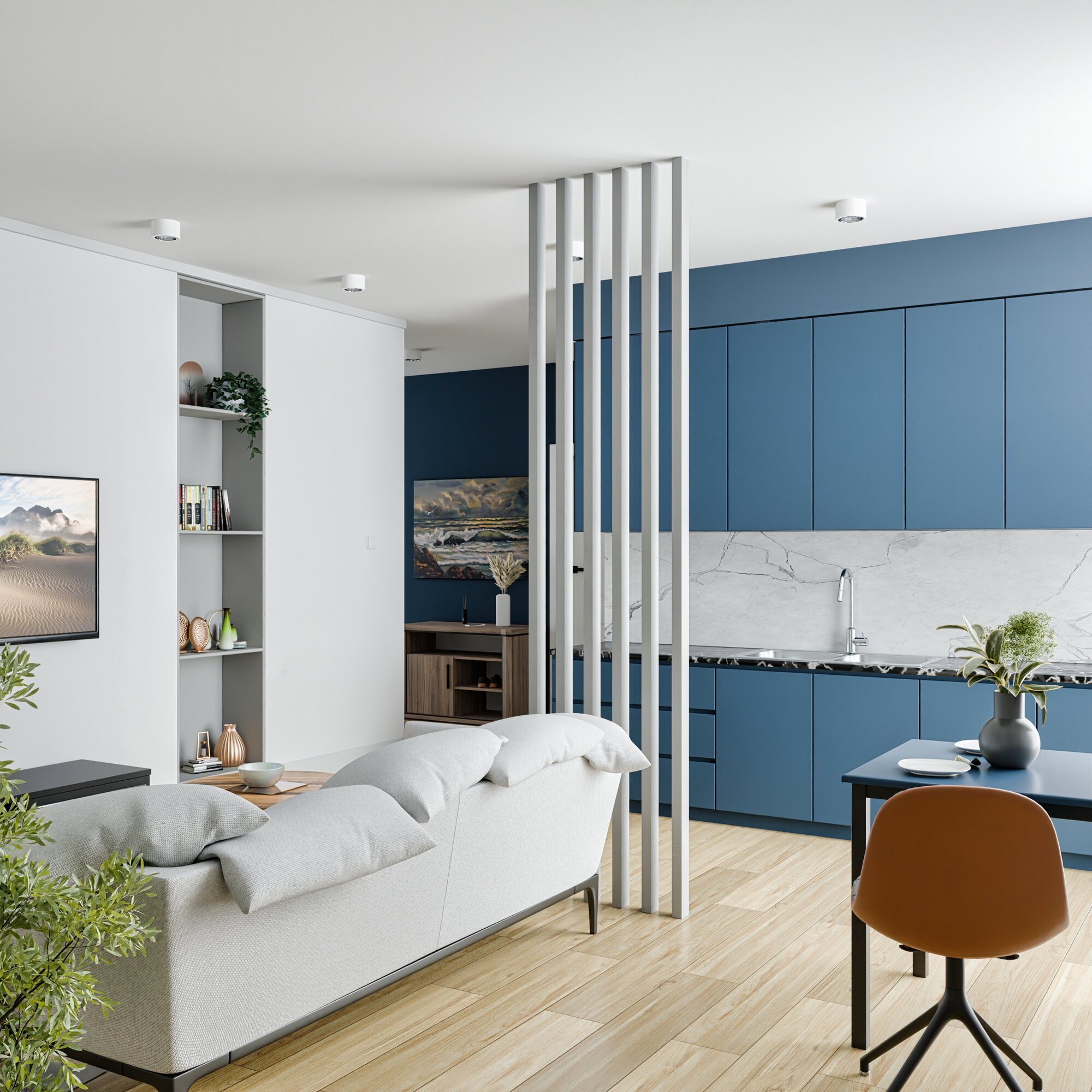 Перегородка из реек для зонирования пространства 628 мм , Светло-серый, ЛДСП