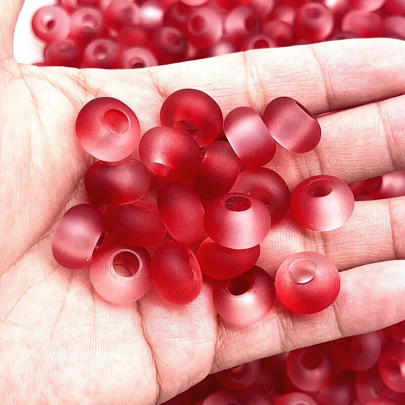 Бусины стеклянные матовые красные 14 мм, Color: 82