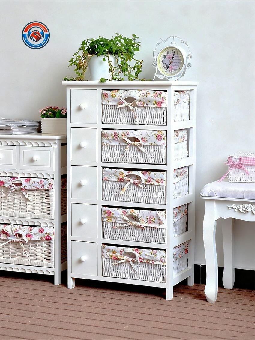 Комод ASDF, дерево, ротанг, белый, для интерьера, экологичное покрытие, 1 шт