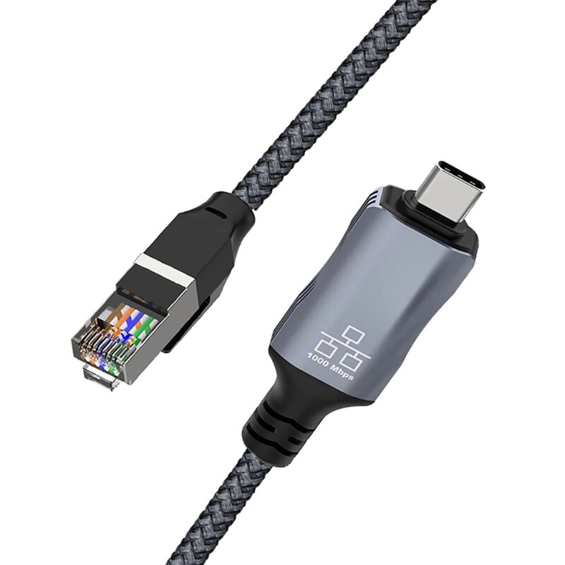 Кабель USB C-RJ45 Gigabit Ethernet Длиной 1,8 м, Плетеный Высокоскоростной Проводной Интернет-Шнур для Ноутбуков и Планшетов