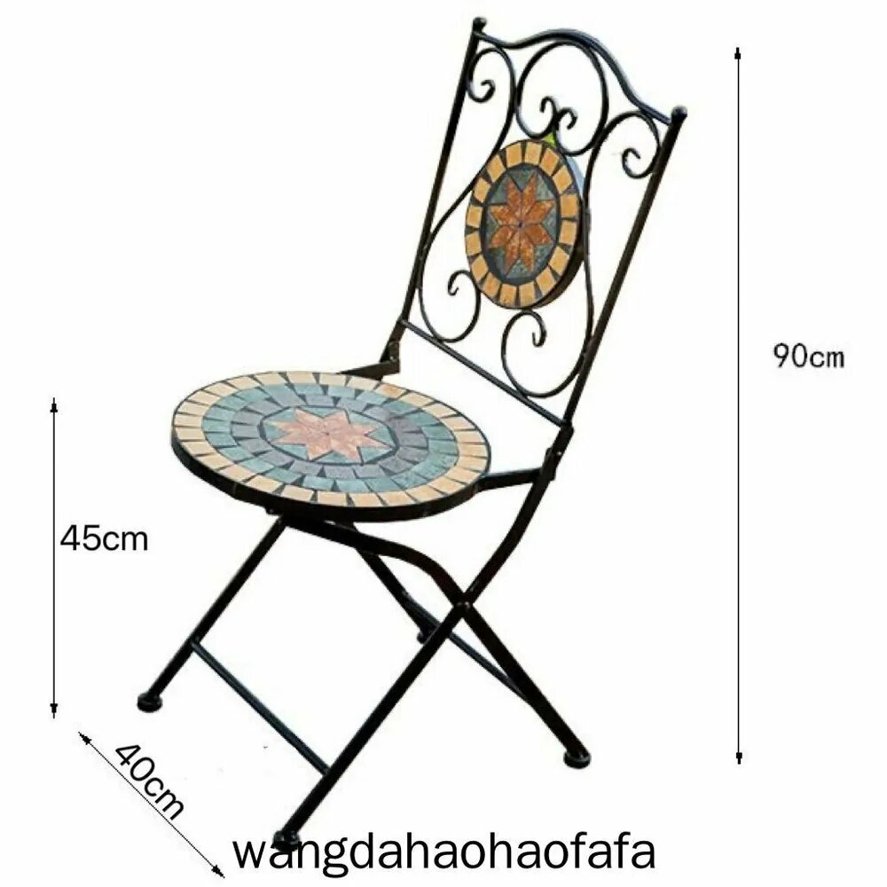Садовый стул, Керамика, Металл, 38х38х90 см, 1 шт