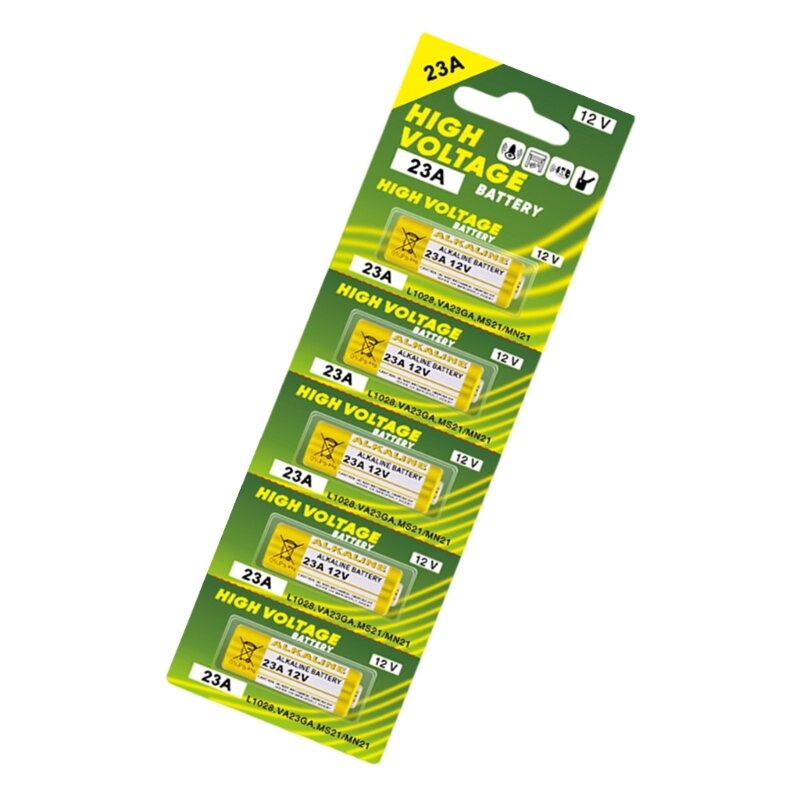 Упаковка из 5шт Щелочных батарей с Высокой Плотностью энергии 23A 12V для Дверного звонка с дистанционным управлением Обеспечивает Длительную работу